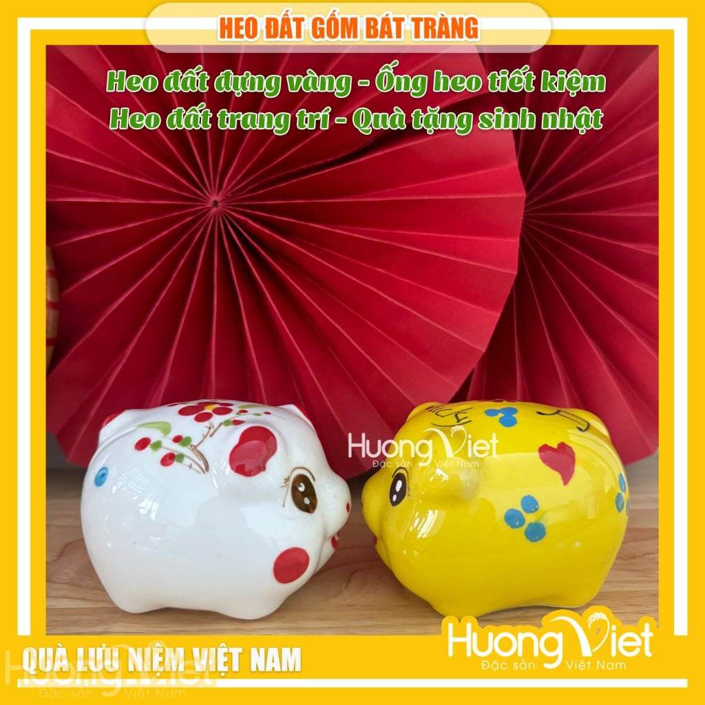 Heo đất mini gốm Bát Tràng, ống heo tiết kiệm, trang trí tiểu cảnh ...