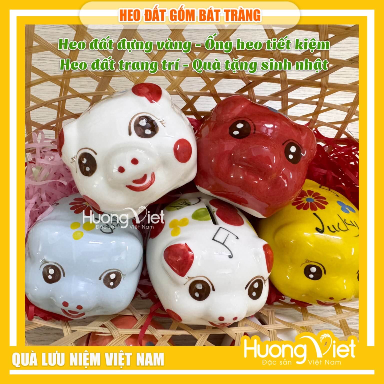 Heo đất mini gốm Bát Tràng, ống heo tiết kiệm, trang trí tiểu cảnh ...